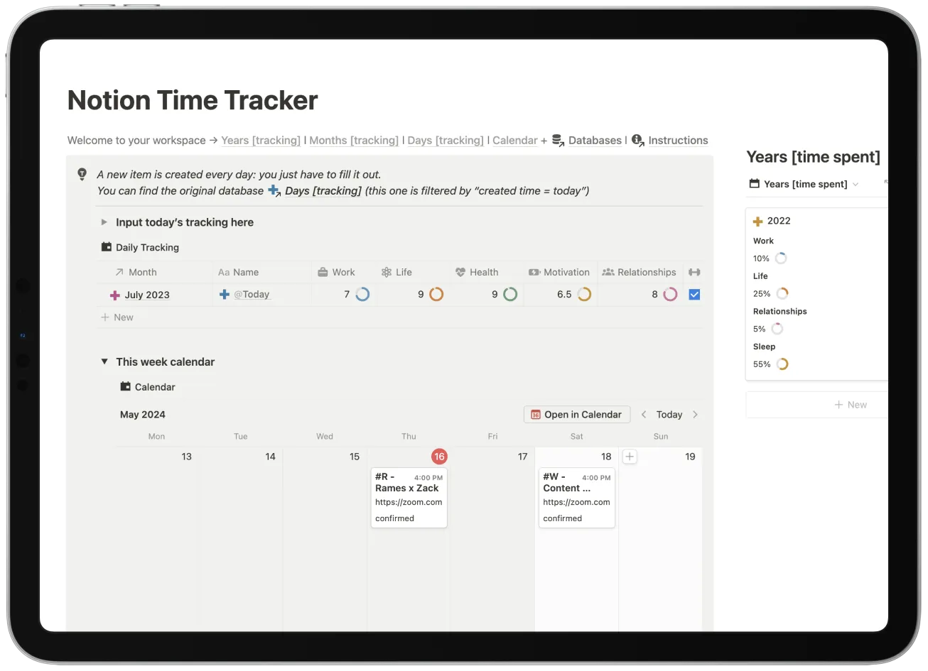 Time Tracker Notion Template